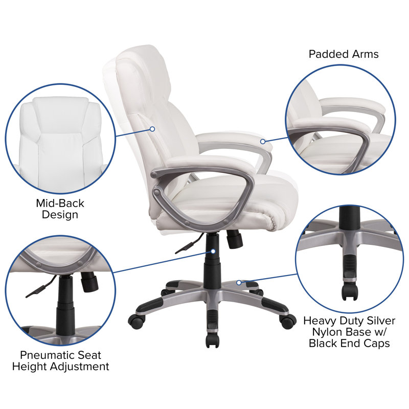 Upper Square Kalman Mid Back LeatherSoft Executive Swivel Office Chair with Padded Arms Reviews Wayfair Canada